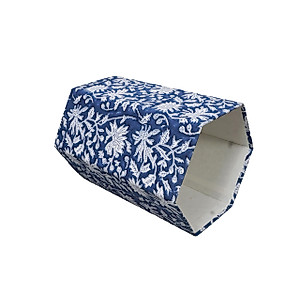 3.3 Gallon Cotton Hand Block Printed Paper Waste Basket |Small Decorative Trash Can for Housewarming Gifts in Living Room, Bedroom, Bathroom | Eco-Friendly, Plastic-Free (1, Blue White FLOWAR)