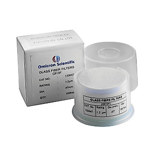 Omicron 133047 Borosilicate Glass Fiber Binder Free Filter, 1.2 μm, 47 mm (Pack of 100)