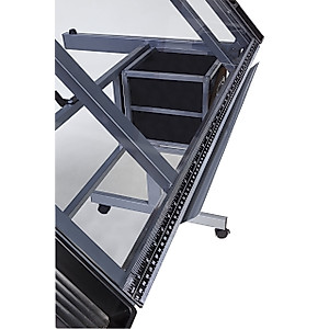 OneSpace Craft Station with Blue Glass Drafting, Silver