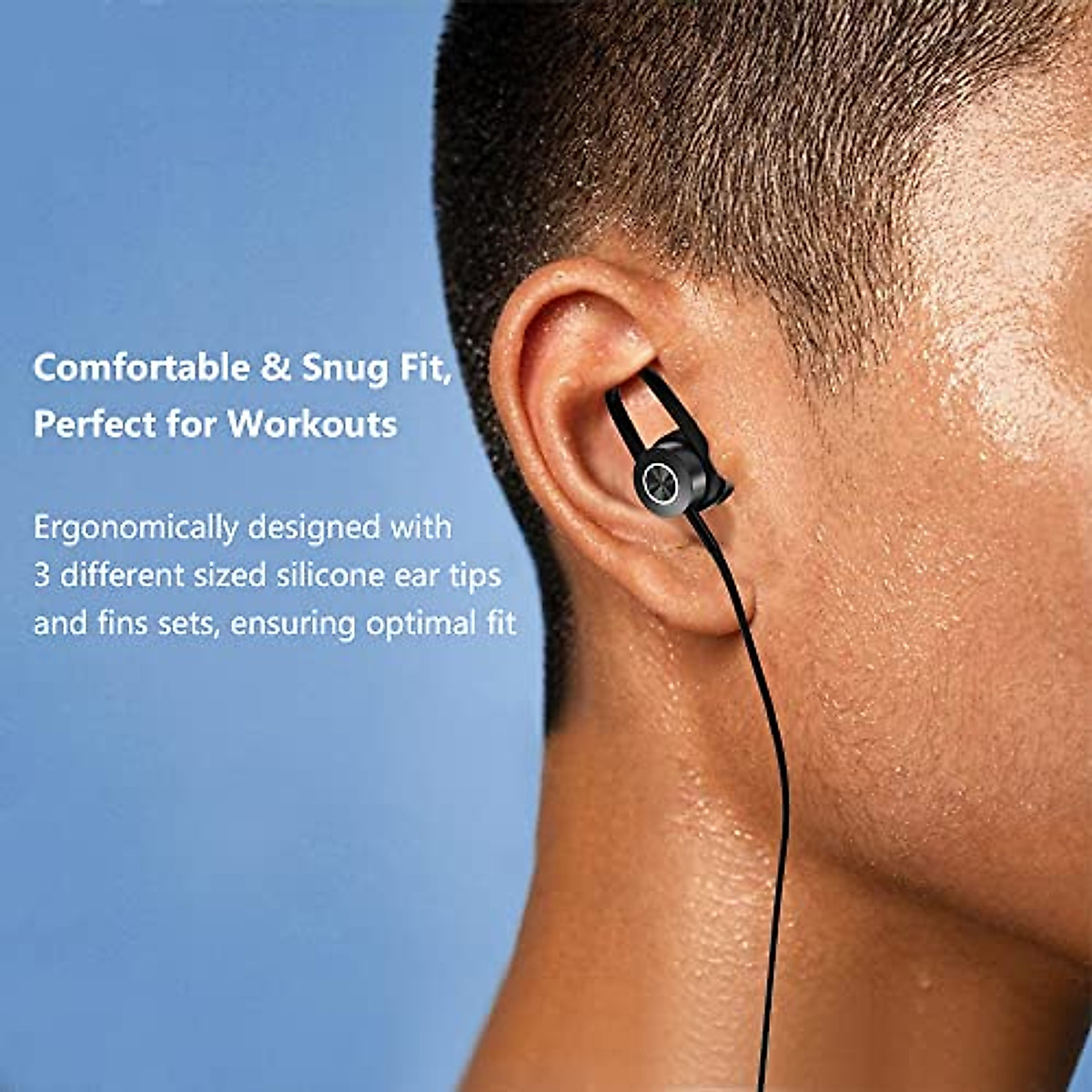 Earbuds Wired Super Bass in-Ear 3.5mm Plug Sports Headphones with Ear Hook,Soft Ear Buds Noise Isolation high Fidelity Stereo Magnetic 3.5 Jack Wired Earphones with Microphone for Running Fitness