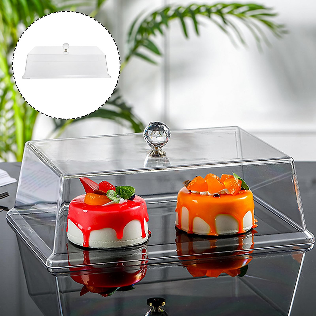 Luxshiny Cake Stand Cover, Cake Dome Rectangular Food Cover Cake Display Stand Cover for Home Kitchen Party (34* 24* 10.5cm)