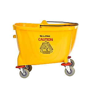 Alpine Industries Mop Bucket & Side Wringer Combo - Heavy Duty & Commercial Janitorial Cart w/Spring Wringer on Wheels for Home & Industrial Cleaning - Commercial Mop Bucket for Business, Yellow