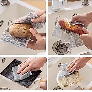 WEERSHUN Multifunctional Non-Scratch Wire Dishcloth,2025 New Steel Wire Dish Towel for Wet and Dry Wire Dishcloth for Dishes Sinks Counters Tops of Stoves(5pcs)