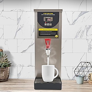 LOHISHILO Commercial Milk Frother 2000W 8L Electric Steam Milk Frothing Machine Steam Boiling Water Machine, Milk Foam Espresso Machine with LED Display for Coffee Milk Tea Dessert, Silver