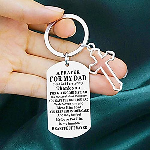 Christmas Gifts For Dad Stocking Stuffers For Men Prayer For My Dad Keychain Father’s Day Birthday Gift For Dad Best Dad Gift From Son Daughter Christian Religious Keychain Cross Keychain Bonus Dad