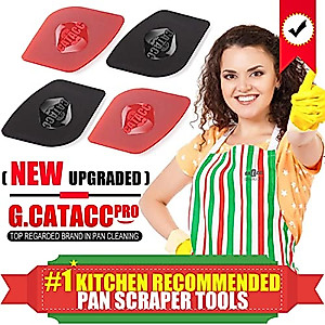 Original Pan Scrapers Set, 4 Pack Flexible Thicker Polycarbonate Plastic Pan Scraper Tools for Cast Iron Skillets, Cookware, Pans, Dishes and Pots