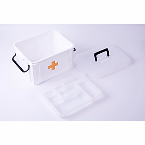 White Large Empty Medical Box for Home Emergency Supplies, Travel, Car, and Dorms – Compact First Aid Box with Handle, Detachable Tray and Locking Lid – Medical Organizer and First Aid Kit Storage