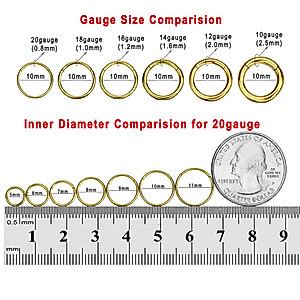 FANSING Big Nose Rings Hoops for Women 20g 9mm Nose Hoop 20 Gauge Septum Rings Gold Cartilage Earrings Hoop Lip Rings Helix Rook Nose Piercing Jewelry Surgical Steel Septum Jewelry