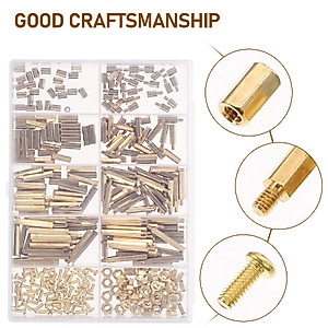 DOITOOL 1 Set Hexagonal Copper Column Hardware Assortment Kit Wall Mount Holder Stand Off Wall Mounts Metric Screw Assortment Kit Ceiling Fan Mount Hex Standoffs M2 Laptop Pillar