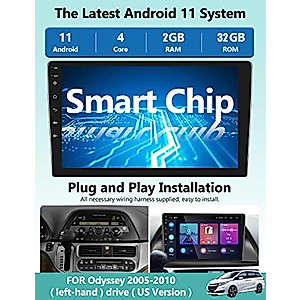 2G+32G Android 11 Car Stereo for Honda Odyssey 2005-2010, Bluetooth Apple Carplay Andriod Auto, 10.1" Touch Screen Multimedia Car Radio with Backup Camera WiFi GPS Navigation HiFi FM/RDS SWC