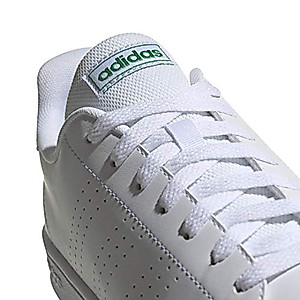 adidas Men's Advantage Base Tennis Shoe, White/White/Green, 10.5 M US