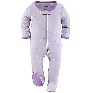 The Peanutshell Footed Baby Sleepers for Girls, Purple Woodland Animals, 3 Pack Set (9M)