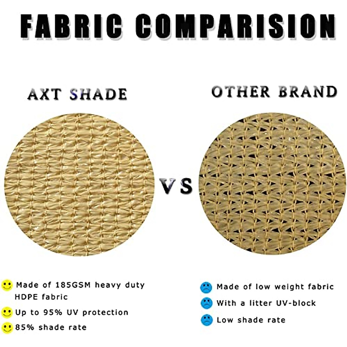 AXT SHADE Rectangle Sun Shade Sail, 8' x 12' Sand Sunshades Sails Patio Cover Canopy Shades for Outdoor Activity