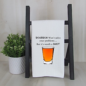 Home Bar, Dish Towels, Kitchen Towel, Tea Towels, Bar Towel, Bourbon, Funny Bar Towel, Bourbon Bar, House Bar, Funny Dish Towel, Bourbon Wont Solve Your Problems But It's Worth A Shot Bar Towel
