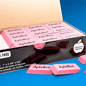 Pink Erasers Pack of 100 - Large Size, Latex & Smudge Free - Bulk School Supplies for Classrooms, Teachers, Homeschool, Office, Art Class, and More!