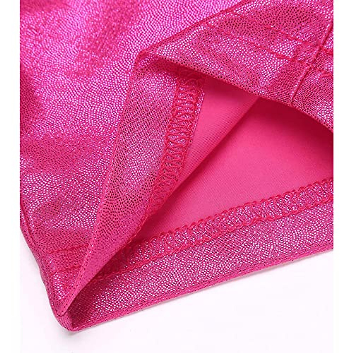 NewL Kids Girl Elastic Waist Shiny Metallic Ballet Dance Shorts Bottoms for Sports Yoga Gymnastic Workout (Rose Red, 5-6 Years)