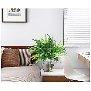 Beebel Artificial Shrubs 4 Bunches Artificial Boston Fern Plants Greenery Bushes Flower for House Office Garden Indoor Outdoor Decor