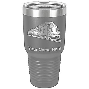 30oz Vacuum Insulated Tumbler Mug, Freight Train, Personalized Engraving Included (Gray)