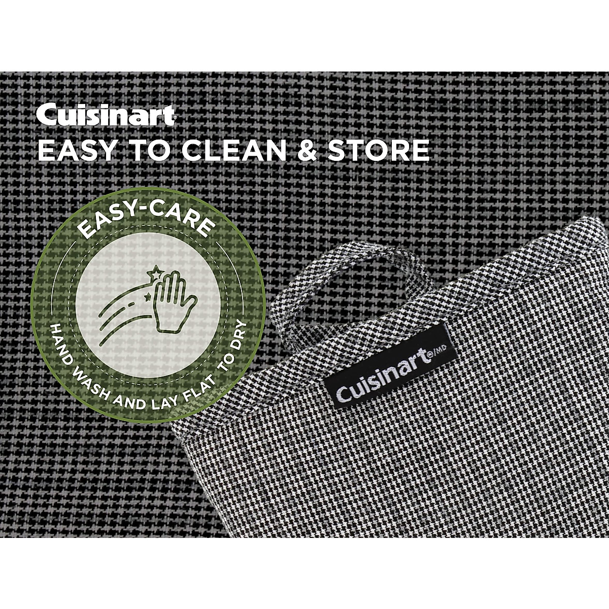 Cuisinart Farmhouse Neoprene Mini Oven Mitts, 2pk - Heat Resistant Pot Holders to Protect Hands with Non-Slip Grip and Hanging Loop - Ideal for Handling Hot Cookware - Micro Houndstooth