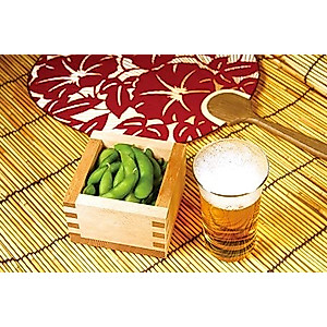 EDOYA Hinoki Wood Sake Cups (Set of 2) Japanese Box Masu with Japanese Lucky Brand (Good Luck)