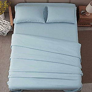 SONORO KATE Bed Sheet Set Super Soft Microfiber 1800 Thread Count Luxury Egyptian Sheets 16-Inch Deep Pocket，Wrinkle -3 Piece (Spa Blue, Twin XL)