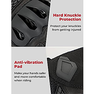 KEMIMOTO Men’s Motorcycle Gloves Touchscreen Dirt Bike Gloves Hard Knuckle Motorcycle Gloves for Men Women Motorcycle Riding Gloves Biker Gloves for Motorcycle Racing BMX ATV MTB Cycling (M, Black)