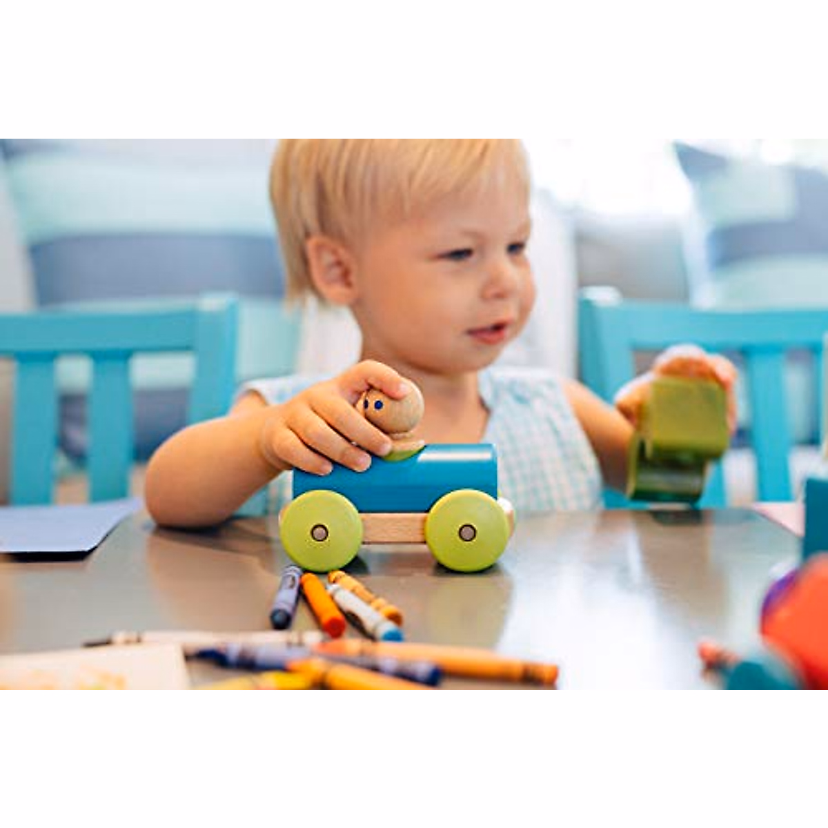 3 Piece Tegu Magnetic Racer Building Block Set, Orange