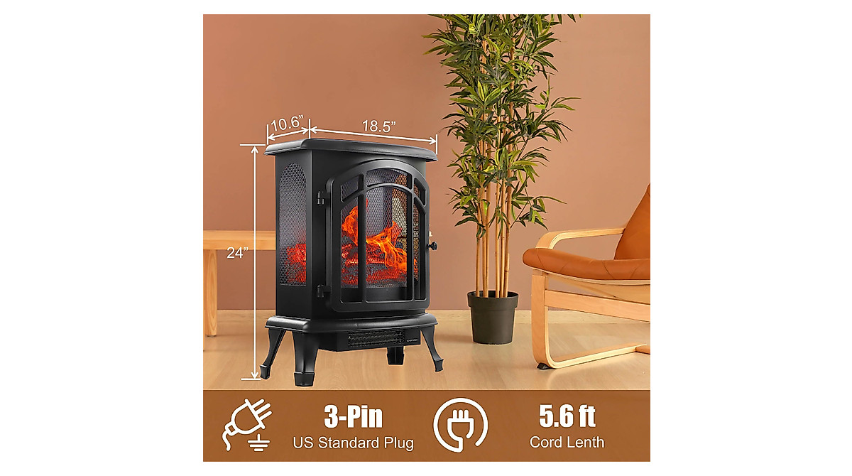 24-Inch Electric Fireplace Heater with 3D Flame Effect | AckMizz