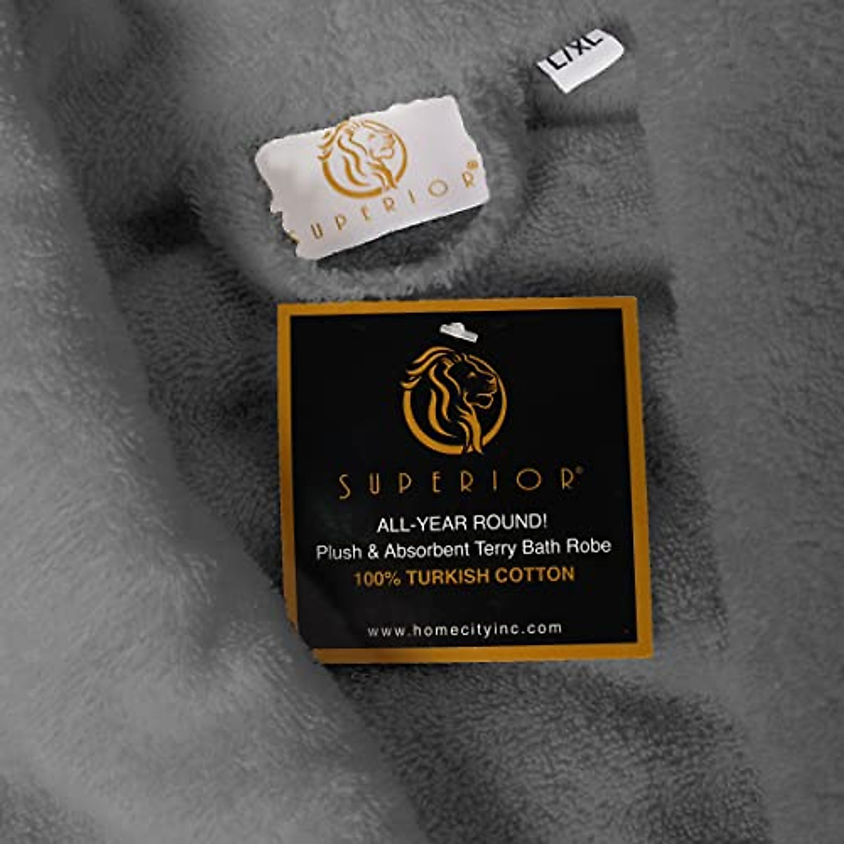 Superior Men's Traditional Premium Turkish Cotton Lightweight Long Bathrobe with Pockets- Large-X Large, Grey