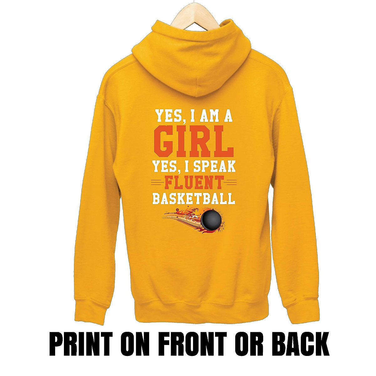 yes girl yes speak fluent basketball basketball girl White and Muticolor Unisex Hoodie