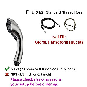 Weirun Bathroom Kitchen Sink Pull Down Faucet Pull-Out Spray Head Tap Sprayer Nozzle Replacement Part, Brushed Nickel