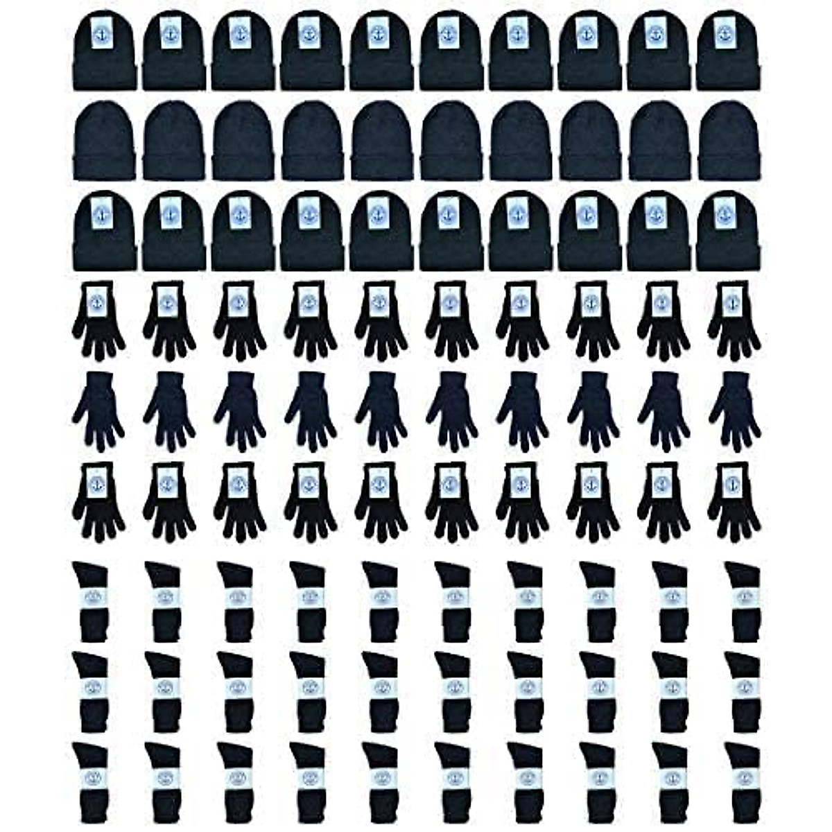 Winter Set of Wholesale Winter Gloves, Beanies, and Cotton Socks, Homeless Shelter Donation Special.