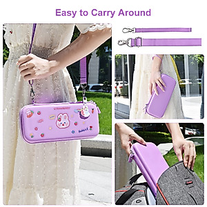 Younik Switch Accessories Bundle, 17 in 1 Purple Switch Accessories Kit for Girls Include Switch Carrying Case, Adjustable Stand, Protective Case for Switch Console & J-Con