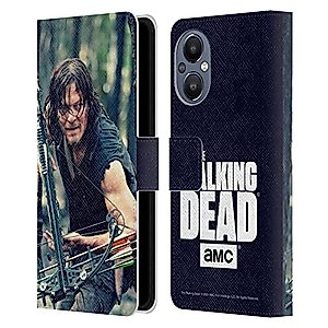 Head Case Designs Officially Licensed AMC The Walking Dead Lurk Daryl Dixon Leather Book Wallet Case Cover Compatible with OnePlus Nord N20 5G