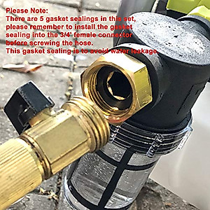 STYDDI Garden Hose Sediment Filter, Garden Hose Debris Inlet Filter Attachment with 100 Mesh Screen, for Pressure Washer Inlet and Transfer Pump, Rain Barrels, Spigot, with 2 Extra 100 Mesh Screen