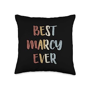 Custom Marcy Gifts & Designs for Girls Best Marcy Ever Retro Vintage First Name Gift Throw Pillow, 16x16, Multicolor