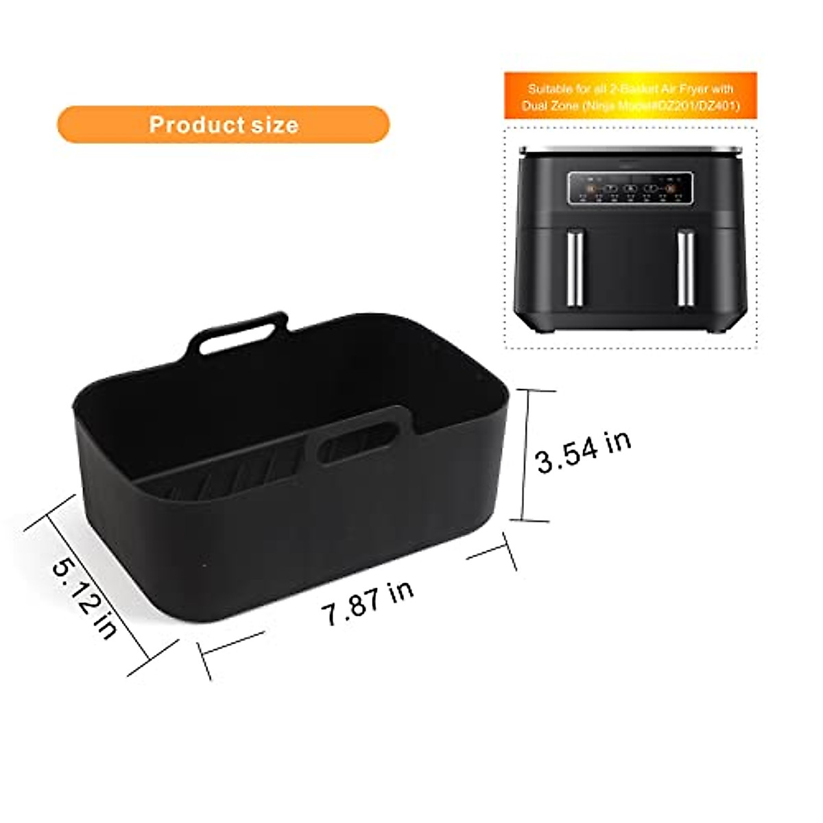 KINLYBO Air Fryer Silicone Pot and Magnetic Cheat Sheet Set for Ninja Foodi Dual, Reusable Silicone Air fryer Liner Baking Tray Basket, Air Fryer Accessories Cook Times