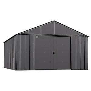 Arrow Sheds Classic 12' x 17' Outdoor Padlockable Steel Storage Shed Building, Charcoal