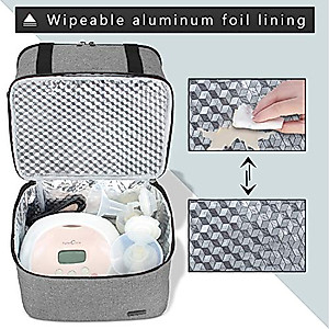 Luxja Breast Pump Bag with 2 Insulated Compartments for Breast Pump and Cooler Bag, Pumping Bag for Working Mothers (Fits Most Major Breast Pump), Gray