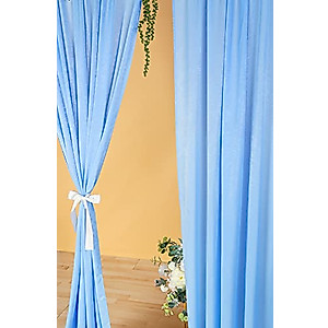 Cytdkve 2 Panels 4.8 Feet x 10 Feet Sky Blue Velvet-Like Wedding Backdrop Curtain Drapes, Silky Soft Window Curtains Panels for Wedding Ceremony Birthday Party Decorations