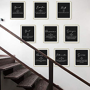 9 Pieces Inspirational Office Wall Art Grind Hustle Execution Motivational Wall Art Success Quote Office Wall Art, Entrepreneur Posters Inspirational Quote Wall Decor for Office Living Room (Black)