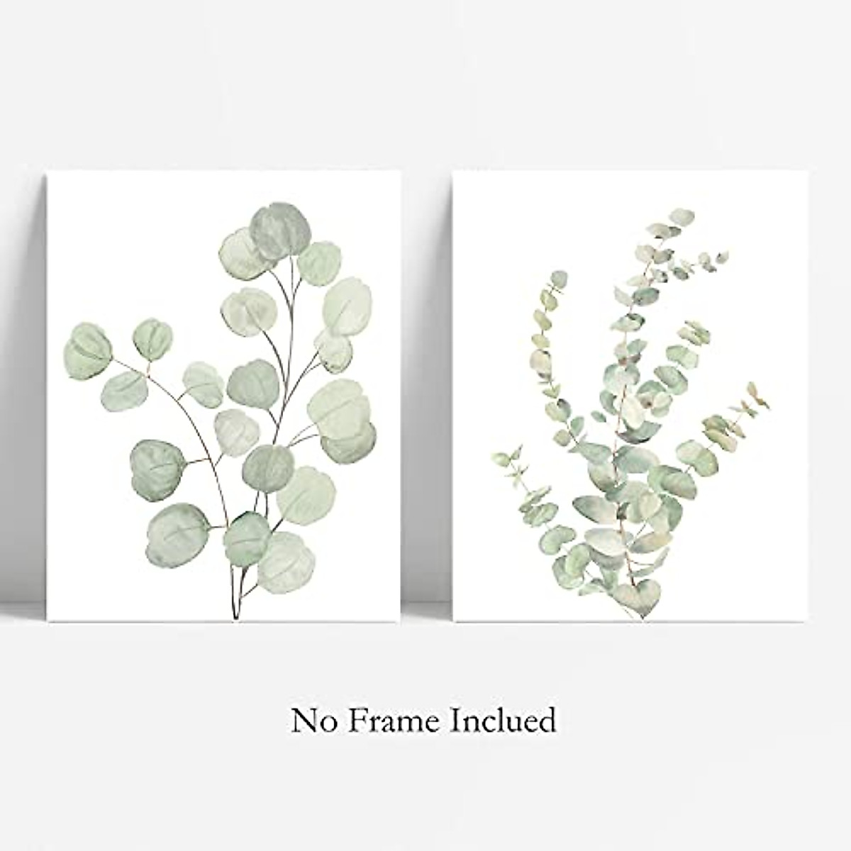 Howwii Botanical Boho Bathroom Decor Wall Art Prints, UNFRAMED Sage Green Plants Decor for Bedroom|Office, Minimalist Eucalyptus Leaves Watercolor Art Prints, Set of 4 Pictures, 8"x10" No Frames