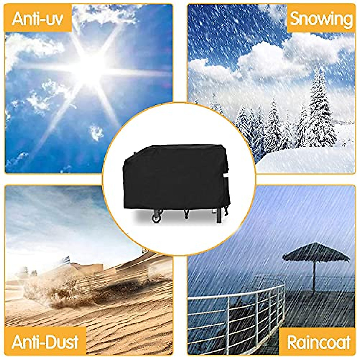 Uniflasy Griddle Cover for Blackstone 28'' Griddle Without Hood,for Most 2 Burner Flat Top Grill Griddle, Heavy Duty 600D Polyester Grilling Cover with Support Pole & Stainless Steel Melting Dome Lid