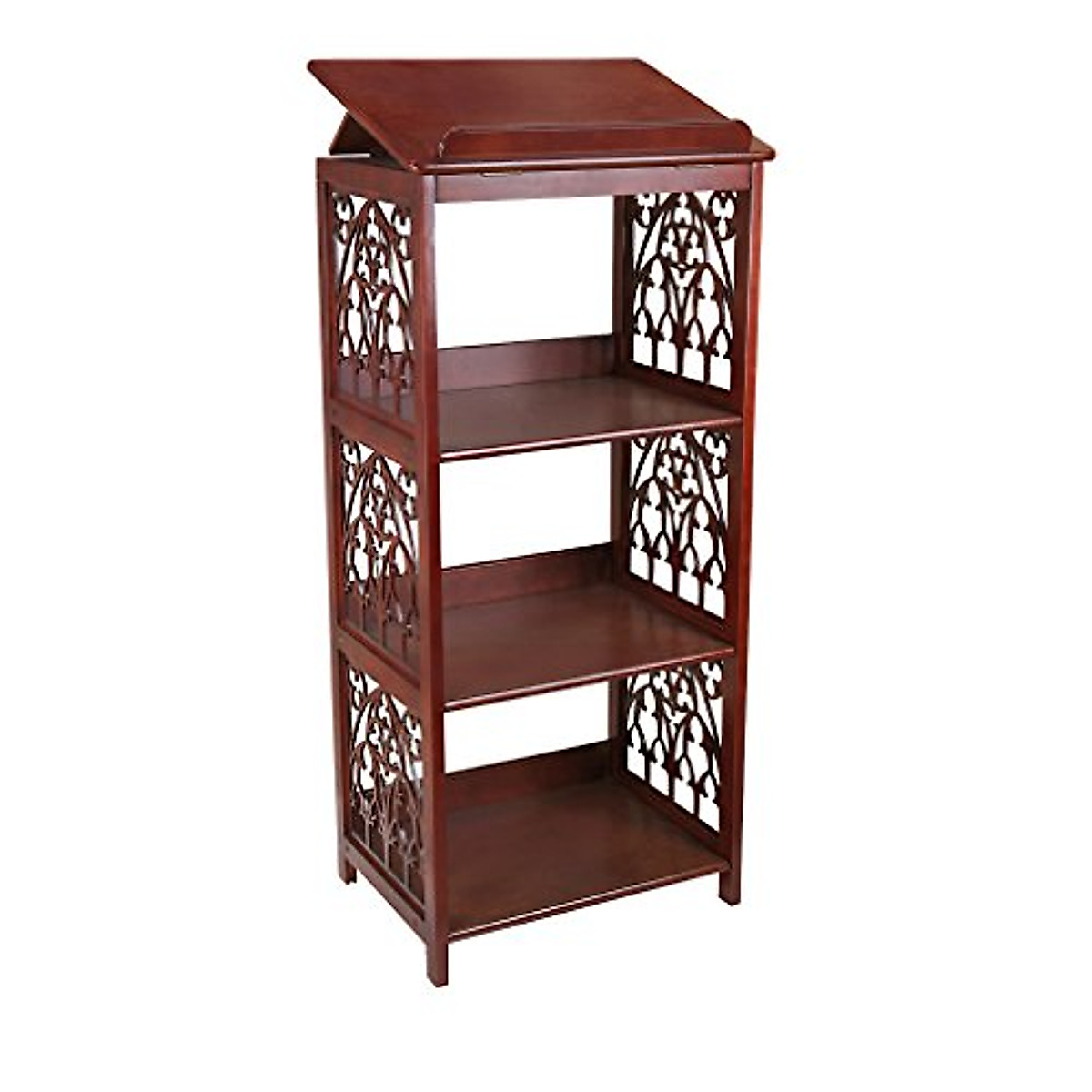 Design Toscano St. Thomas Aquinas Gothic Decor Wooden Bookstand Library Display Stand, 43 Inch, Walnut Finish