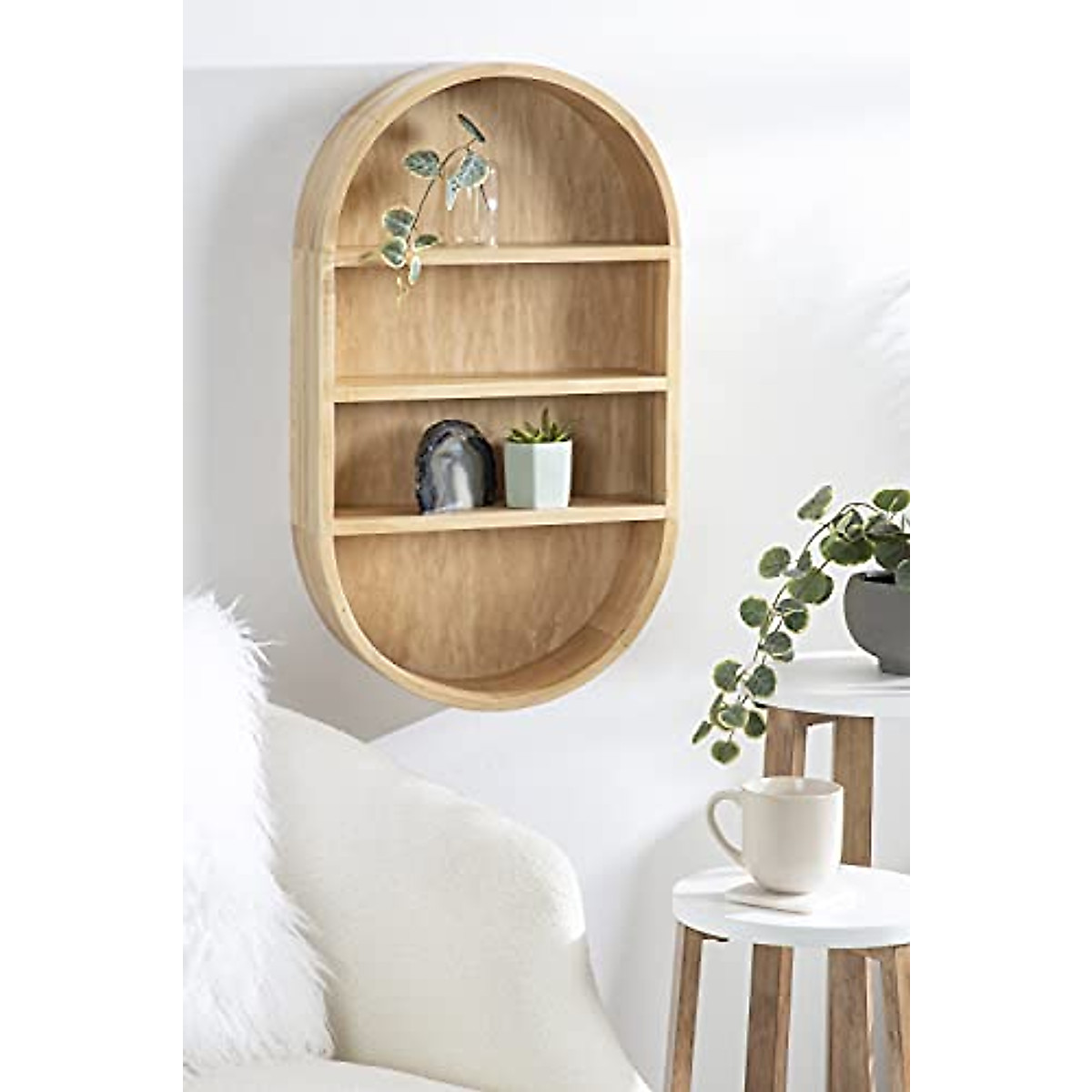 Kate and Laurel Hutton Scandinavian Capsule Wall Shelf, 16 x 28, Natural Wood, Geometric Modern Shelves for Wall