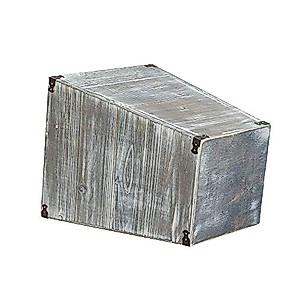 VERGOODR Gray Farmhouse Style Torched Wood Square Waste Bin with Decorative Metal Brackets Trash Can for Bedroom,Living Room, Bathroom & Office