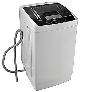 Voohek YC147 Top Loading Compact Fully Automatic Machine, 1.24 Cu.ft with LED Display 8 Water Levels 10 Wash Programs for Dorms, RVs, Camping