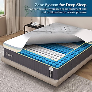 DIGLANT King Mattress, 14Inch Gel Memory Foam & 7-Zone Pocket Spring King Size Mattress, Medium Plush Hybrid Mattress in Box for Motion Isolation,Pressure Relief,CertiPUR-US, 76 * 80