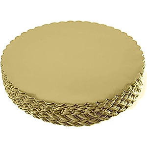 ONE MORE [25pcs] 10" Gold Cakeboard Round,Disposable Cake Circle Base Boards Cake Plate Round Coated Circle Cakeboard Base 10inch,Pack of 25
