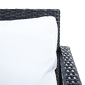 Safavieh Outdoor Collection Garnen Wicker Cushion 4-Piece Living Set PAT7714A, Black/White